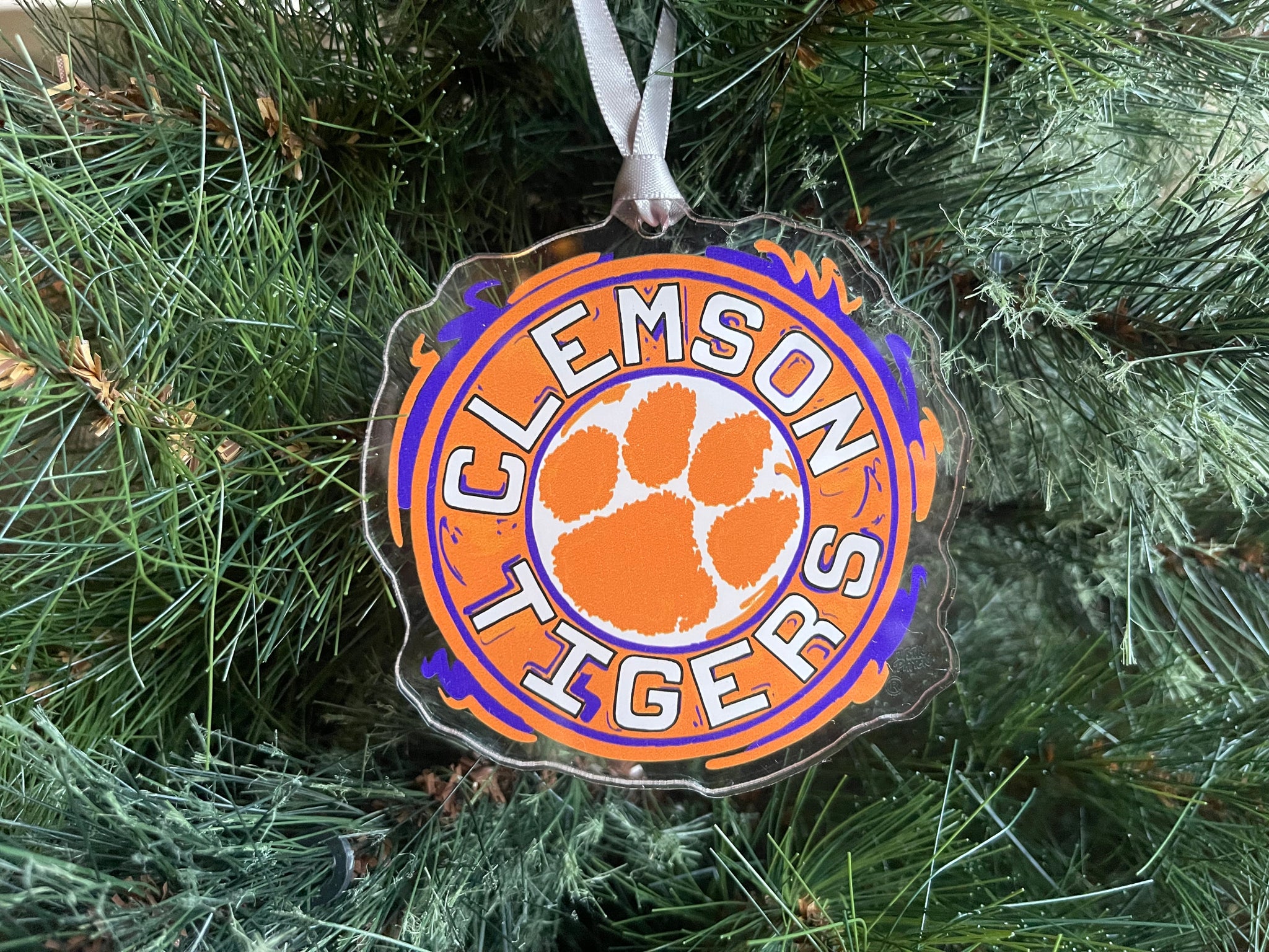 Clemson University Paw Print Circle Ornament by Justin Patten (Go Tige