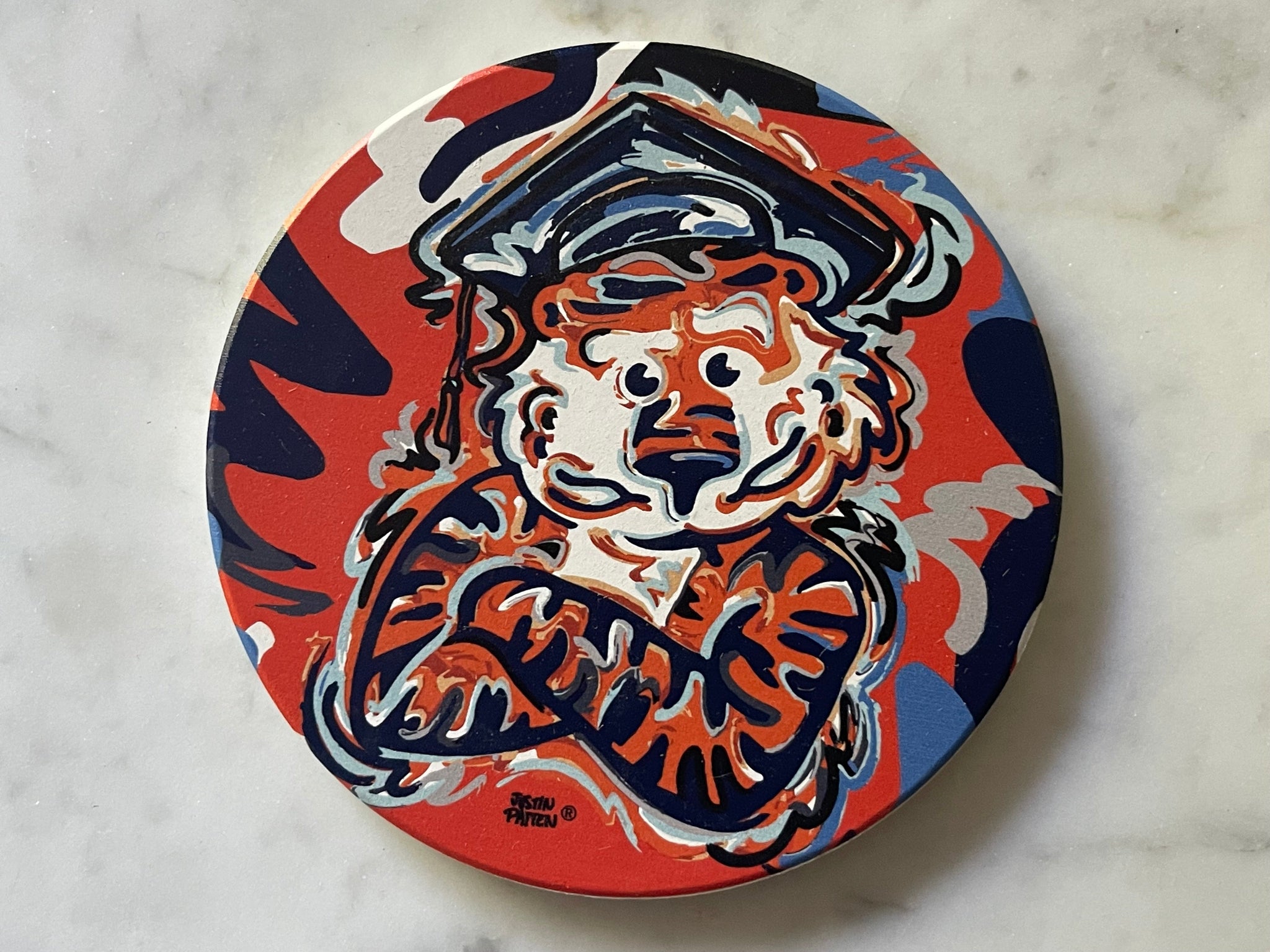 Auburn University Graduation Aubie Stone Coaster by Justin Patten (Aub