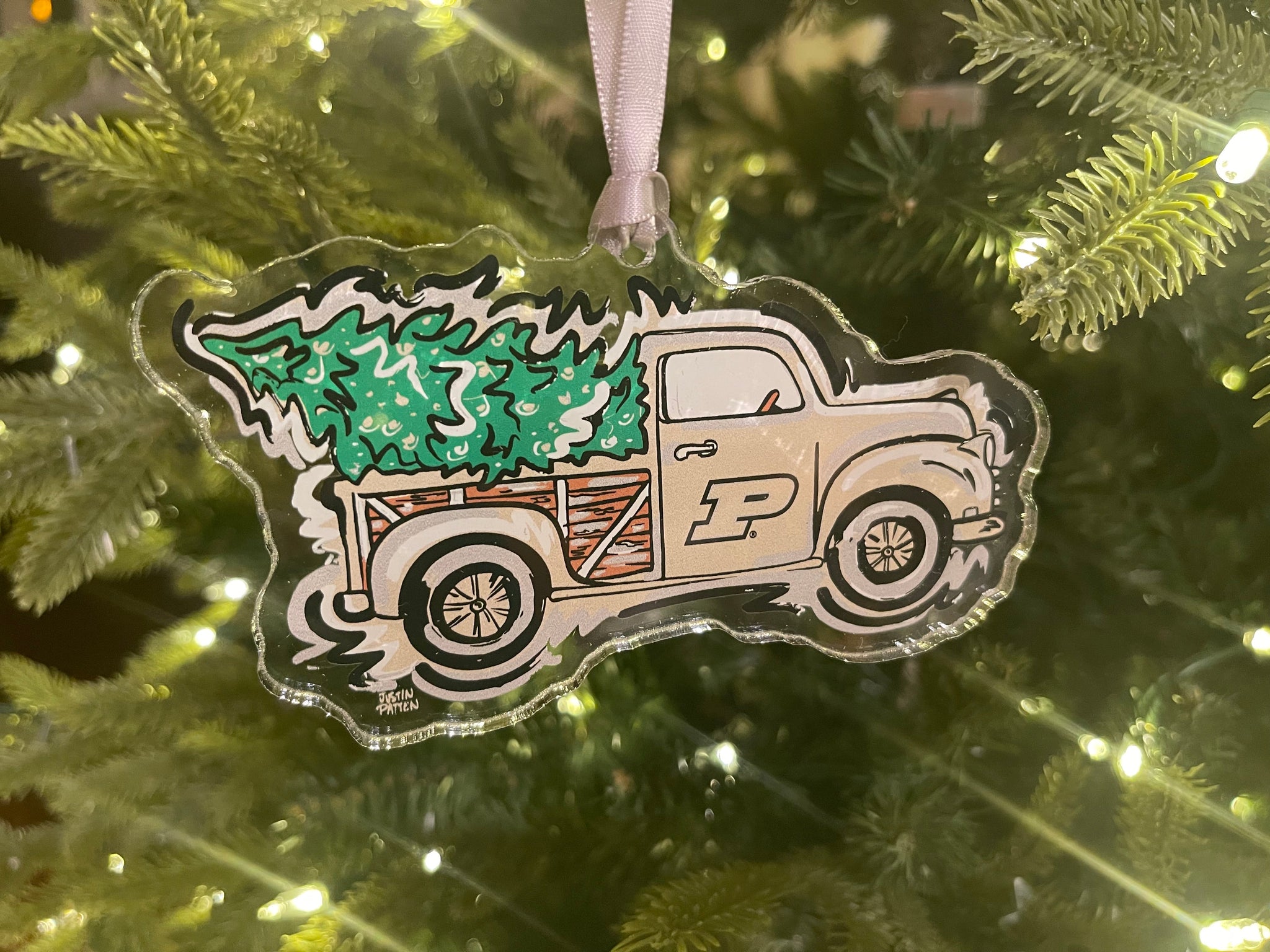 Purdue University Christmas Tree Truck Ornament by Justin Patten (Purd