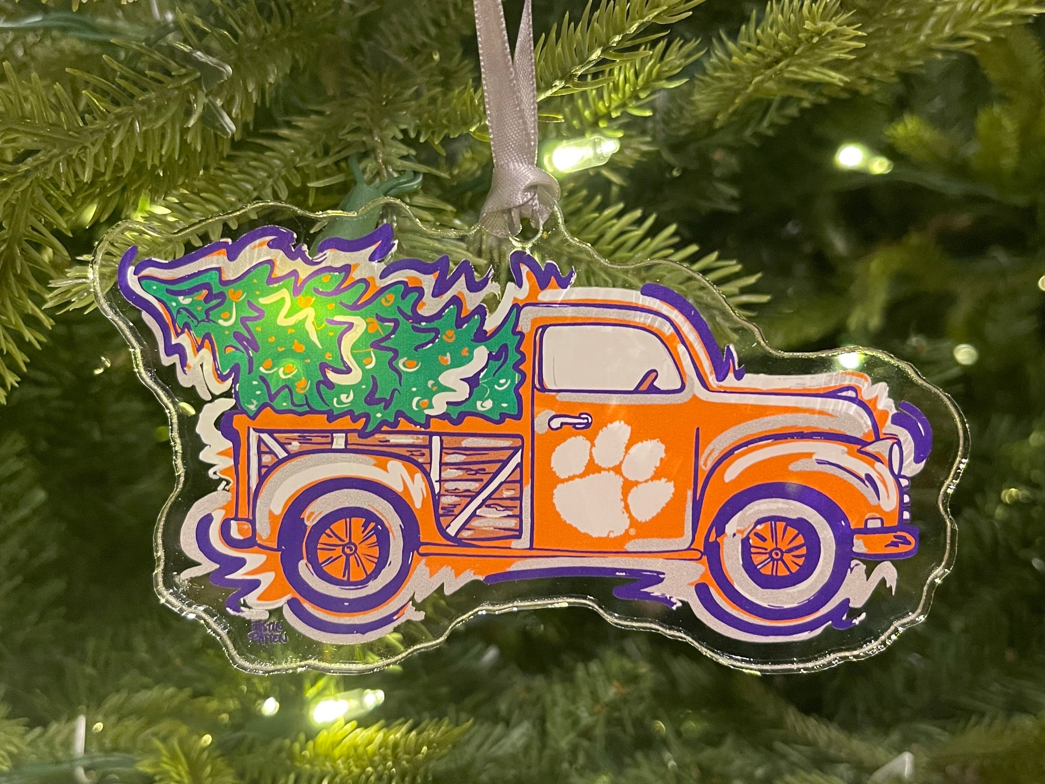 Clemson University Christmas Truck Ornament by Justin Patten (Go Tiger